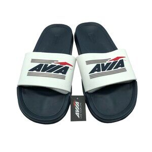 Avia | Shoes | Avia Mens Primary Sandals Slides Rubber Logo White Navy ...